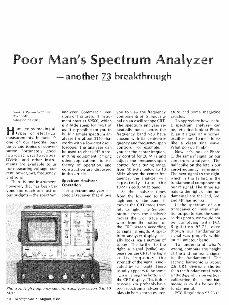 Poor Mans Spectrum Analyzer PDF | PDF | Detector (Radio) | Amplifier