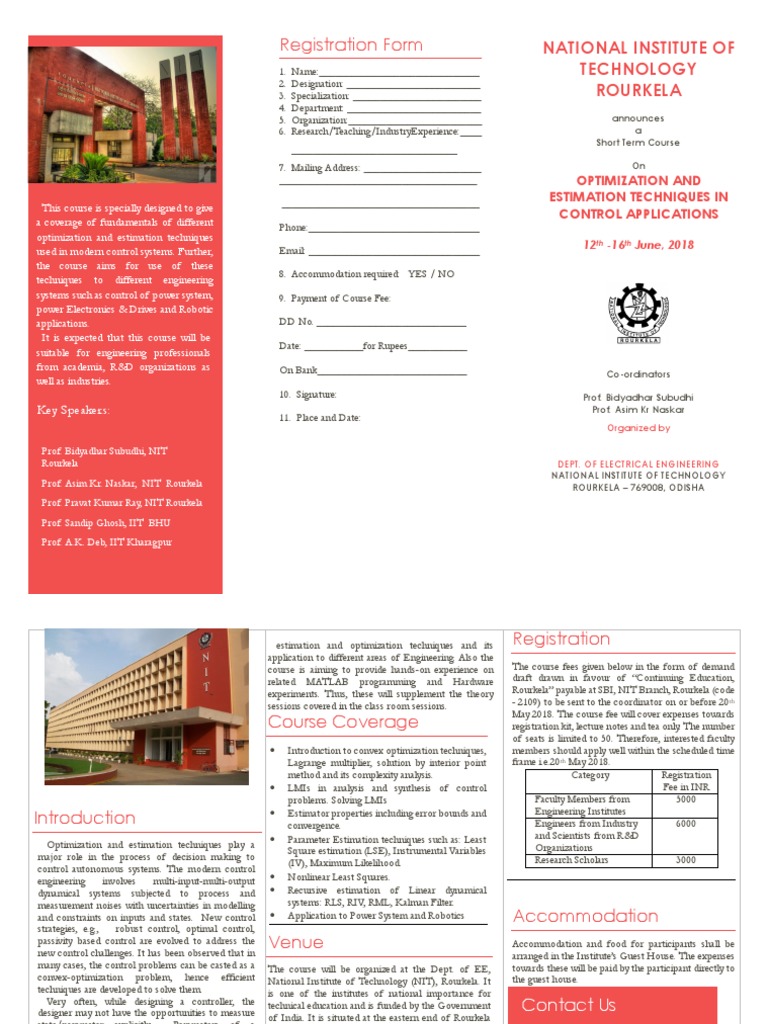 Registration Form: National Institute of Technology Rourkela | PDF ...