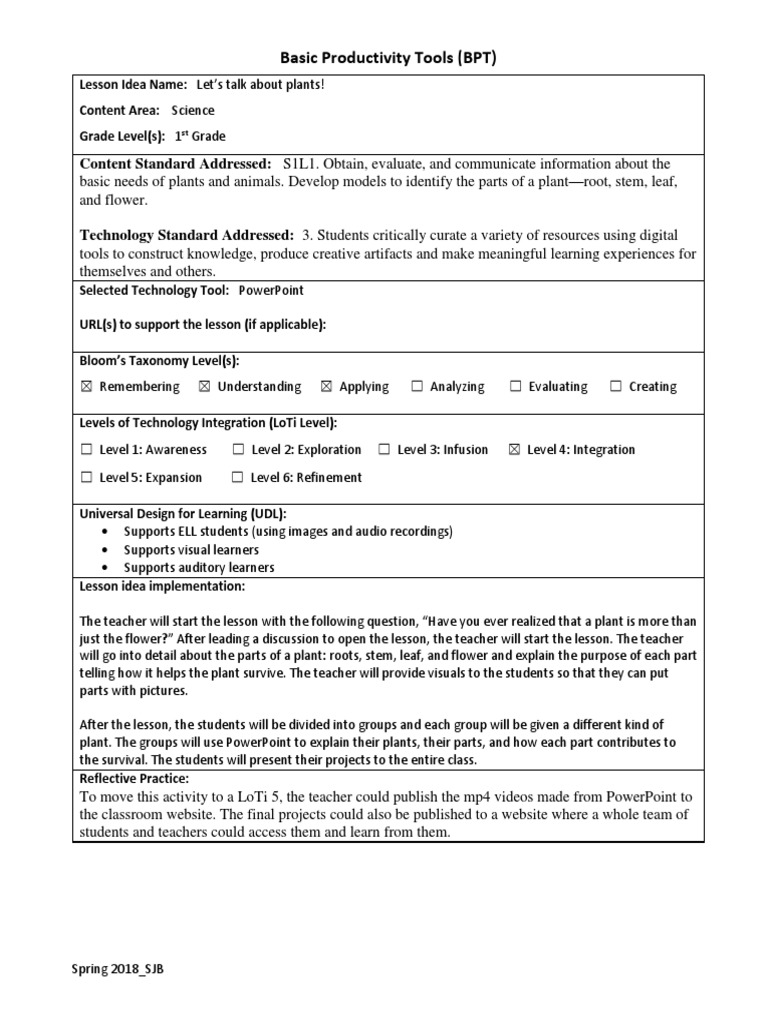 BPT Lesson Plan | PDF | Applied Psychology | Learning