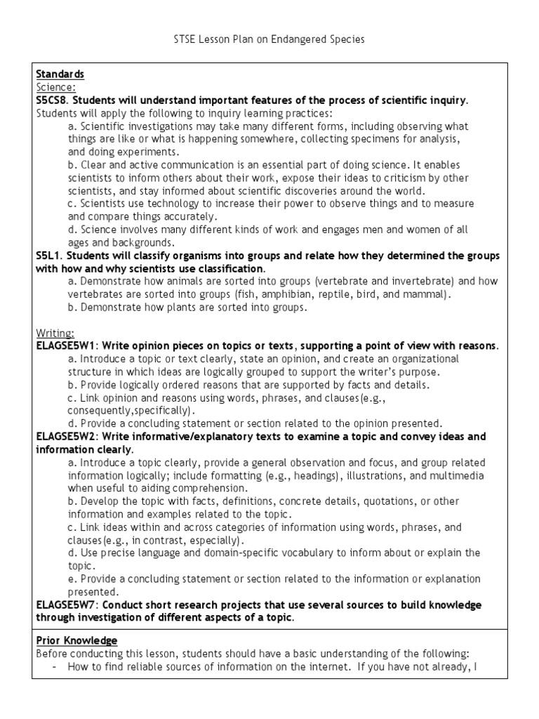 Stse Lesson Plan - Brittony Wilson | PDF | Scientific Method | Science
