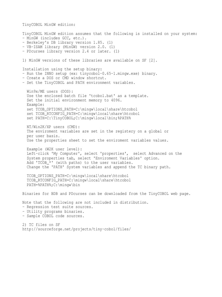 Tiny Cobol Guide | PDF Tiny Cobol Guide | PDF