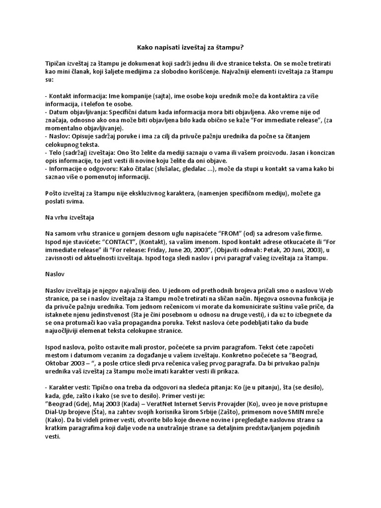 Kako Napisati Dopis | PDF