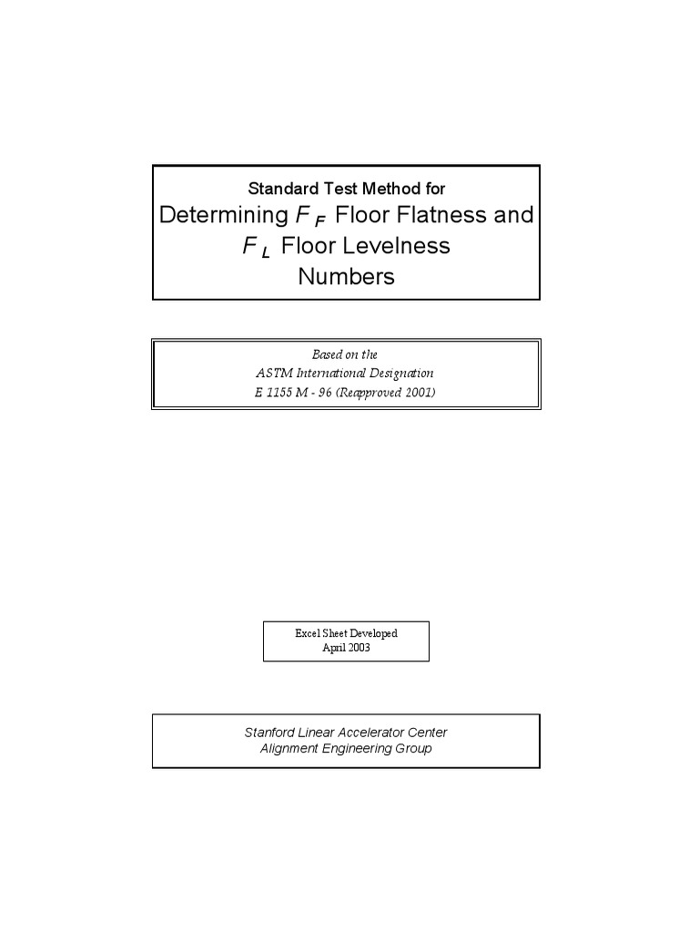 Determining F Floor Flatness and Floor Levelness Numbers: Standard Test ...