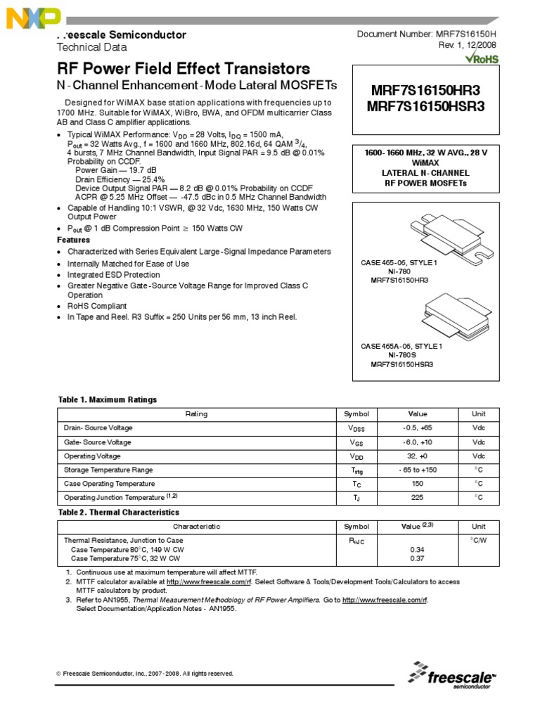 RF Power Field Effect Transistors: N-Channel Enhancement-Mode Lateral ...