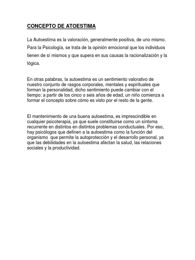 Concepto de Autoestima | PDF | Autoestima | Toma de decisiones