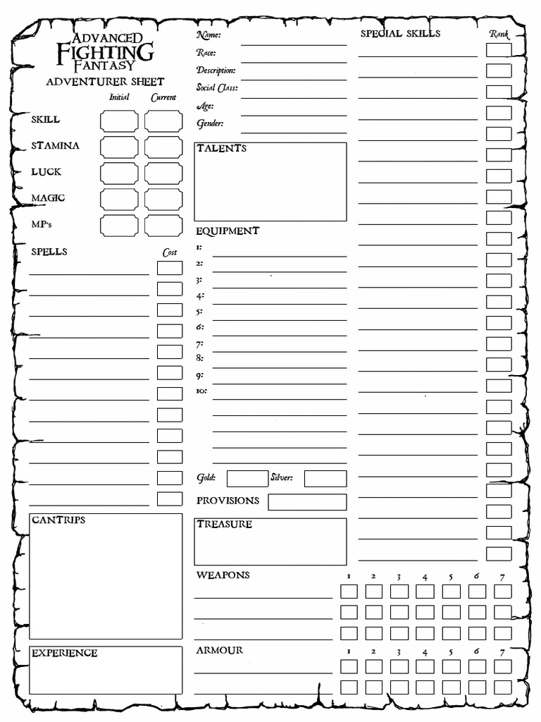 AFF2 Improved Character Sheet PDF | PDF