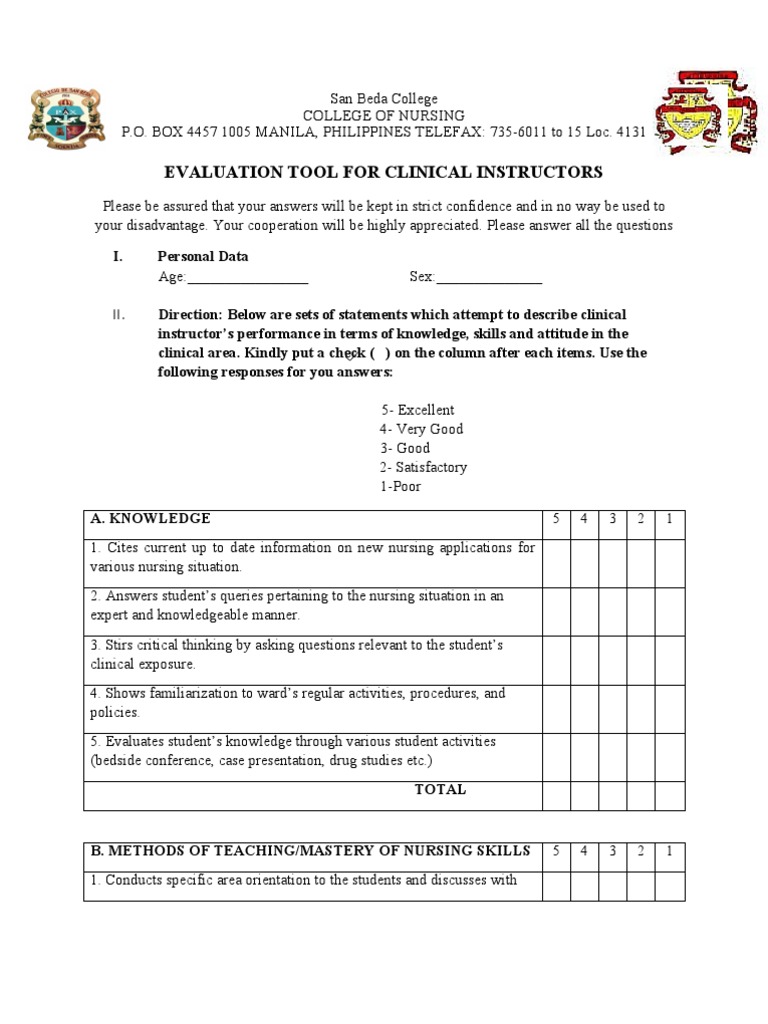 Survey Tool For CIs | PDF | Nursing | Teachers