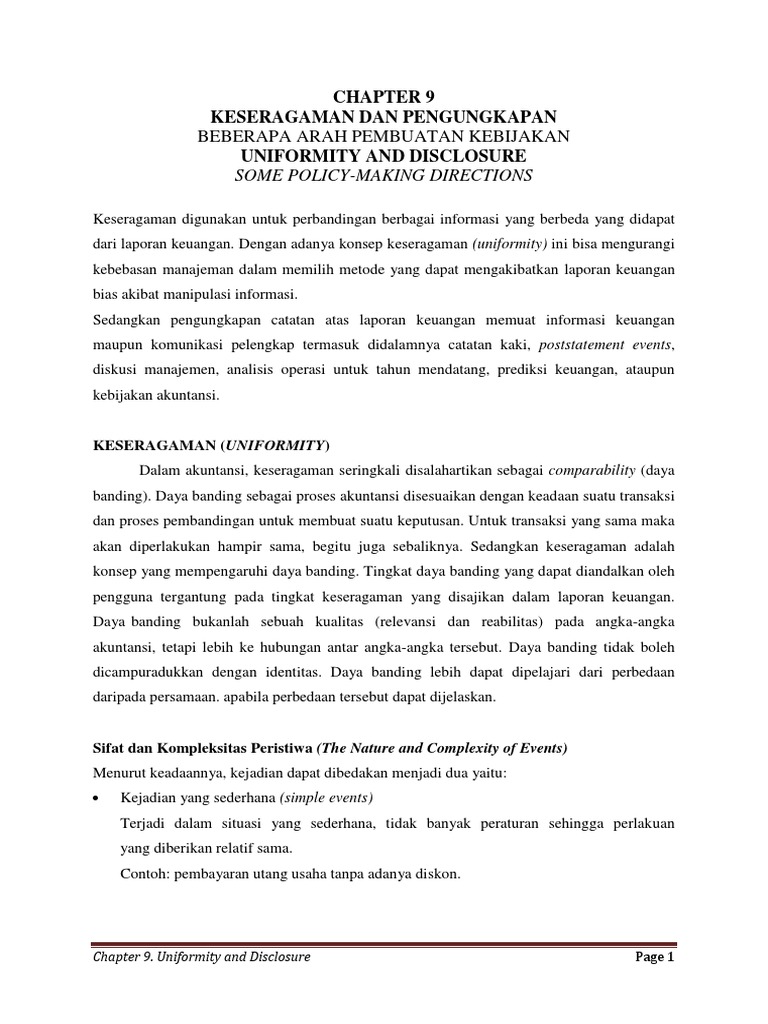 Chapter 9 Uniformity and Disclosure | PDF | Karier & Perkembangan | Bisnis