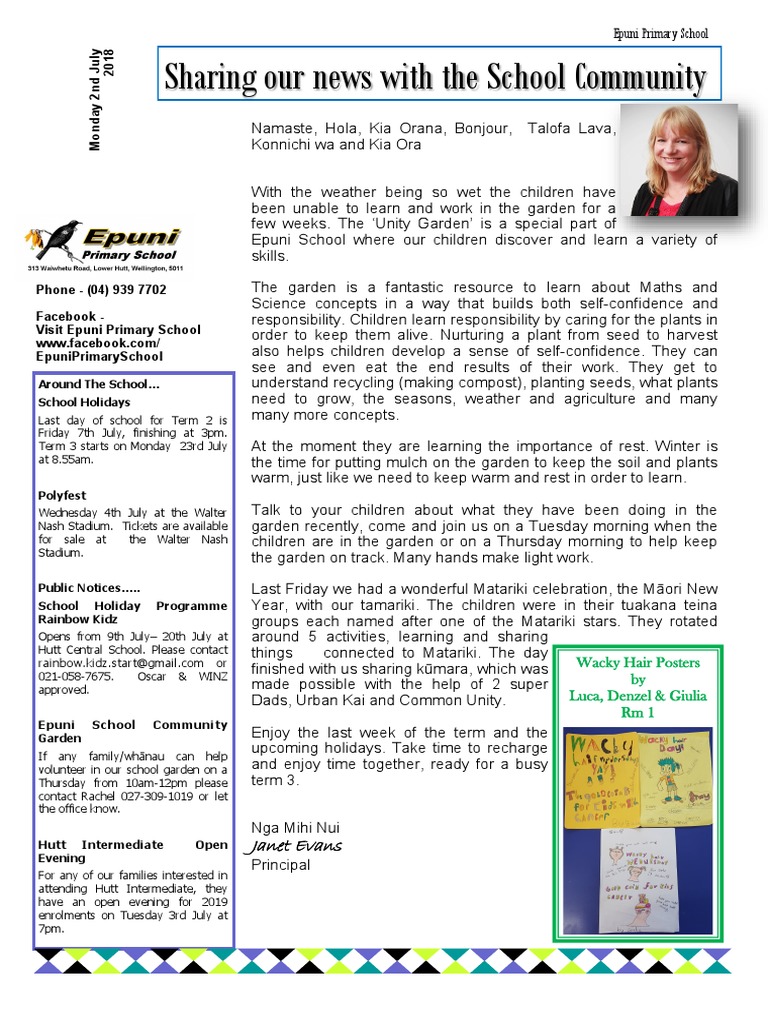 Epuni Primary School Community Update | PDF | Botany | Environmental Design