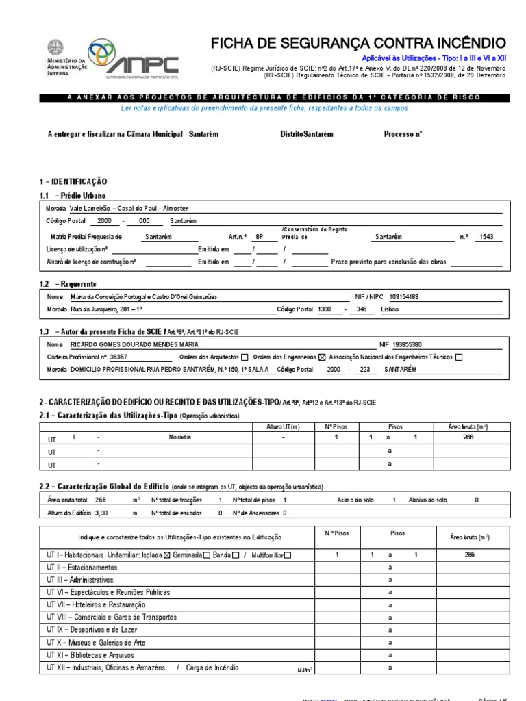 Ficha SCIE | PDF | Natureza | Energia e recurso