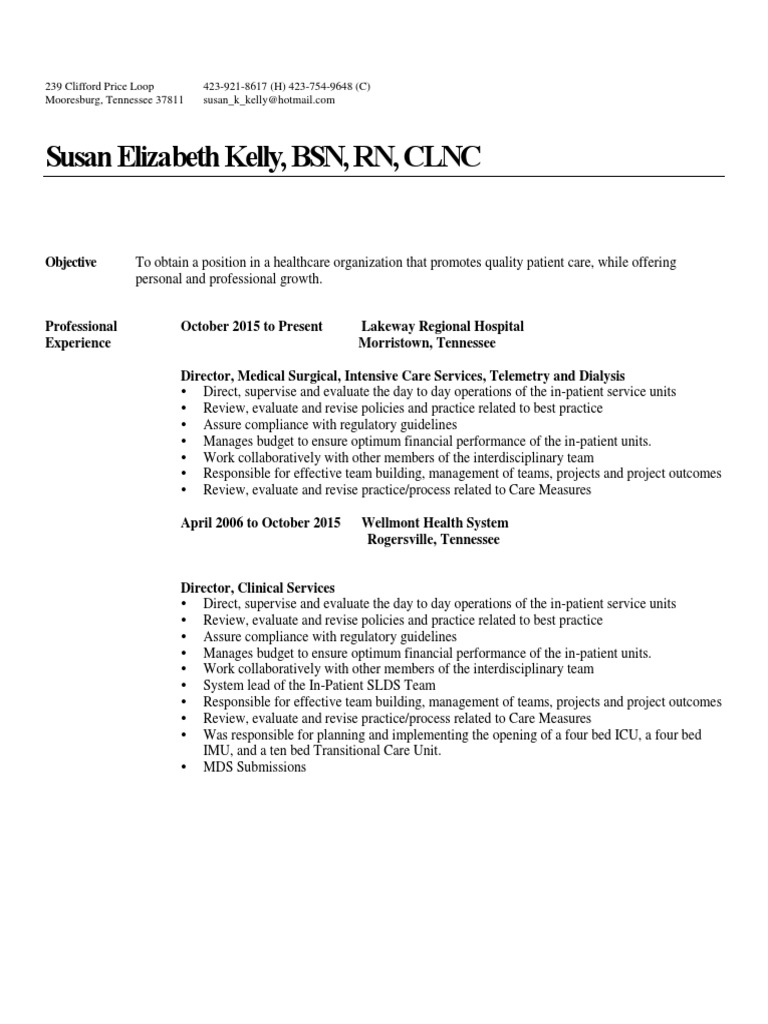 Susans Resume | PDF | Nursing | Patient