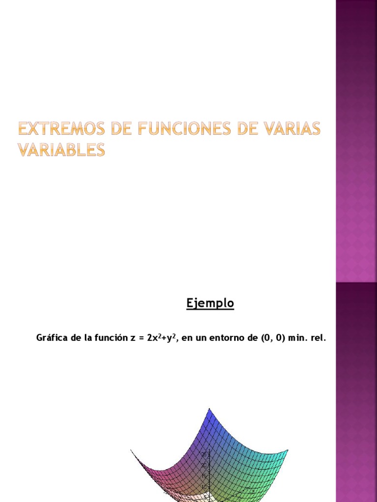 Extremos de Funciones de Varias Variables | PDF | Función continua | Derivado