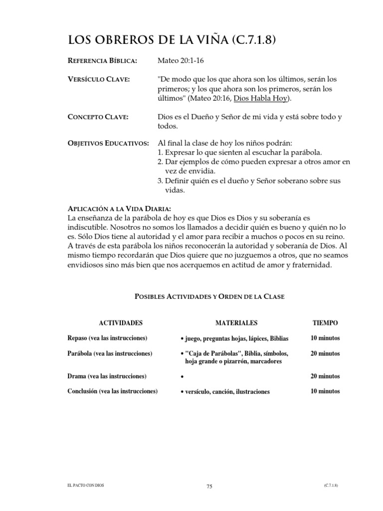 Parábola de los Obreros en la Viña | PDF | Parábola | Amor