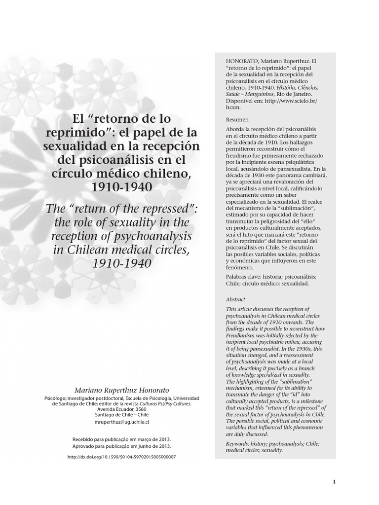 Ruperthuz. El Retorno de Lo Reprimido PDF | PDF | Psicoanálisis ...