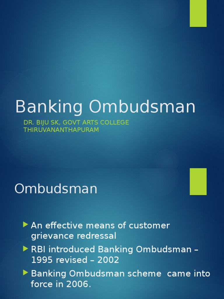 Banking Ombudsman Guide | PDF