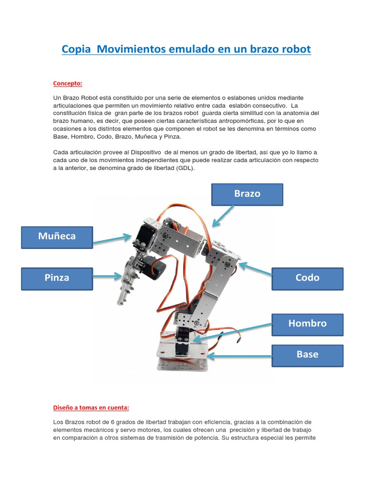 Copia Movimientos Emulado en Un Brazo Robot | Descargar gratis PDF ...