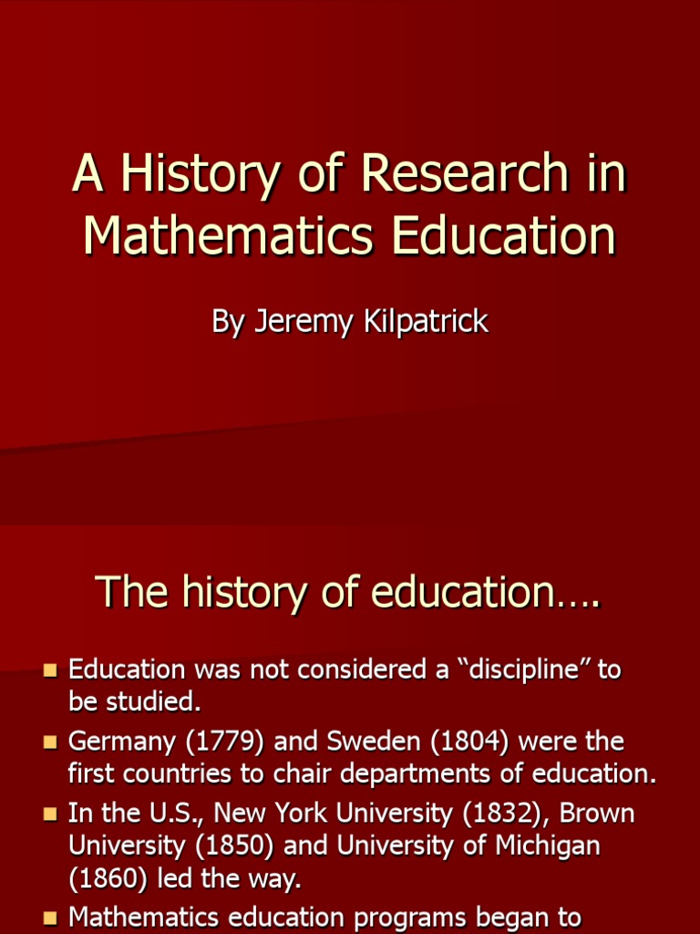 Evolution of Mathematics Education Research | PDF | Teaching ...