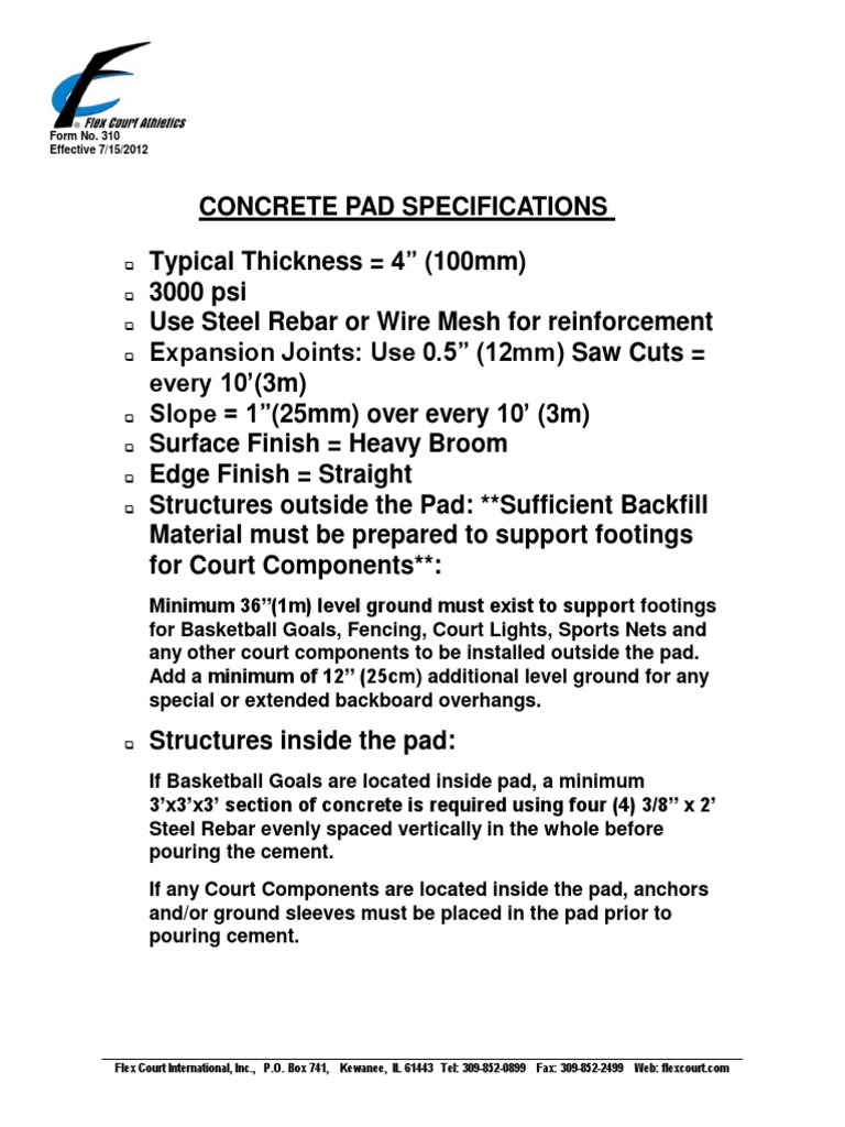 Concrete Pad Specifications Guide | PDF