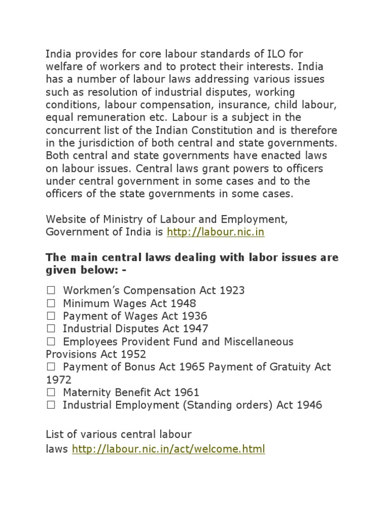 Labour Laws | PDF | Employment | Labour Law