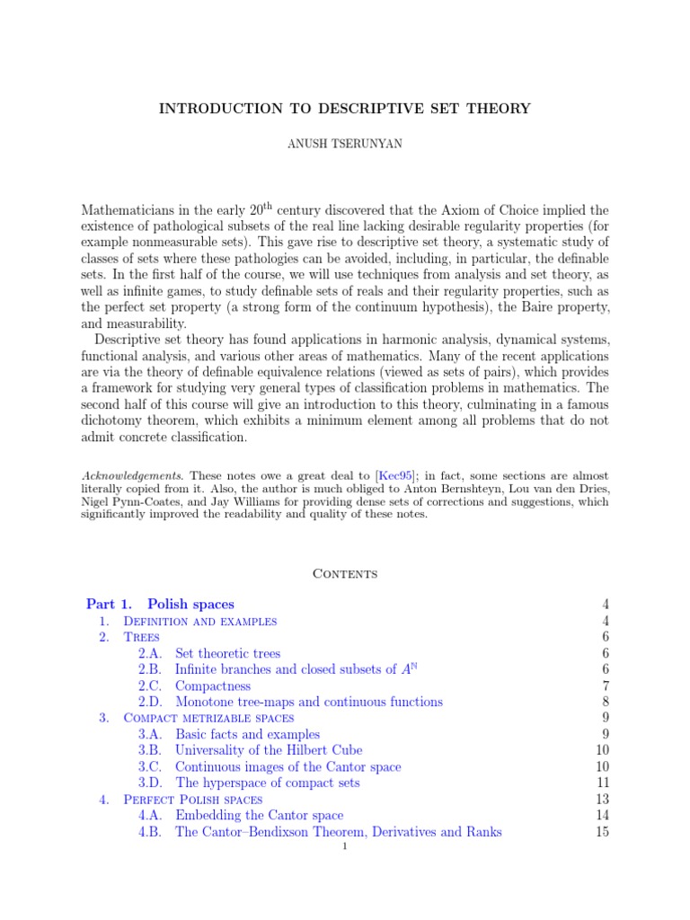 Descriptive Set Theory Lecture Notes | PDF | Compact Space | Metric Space