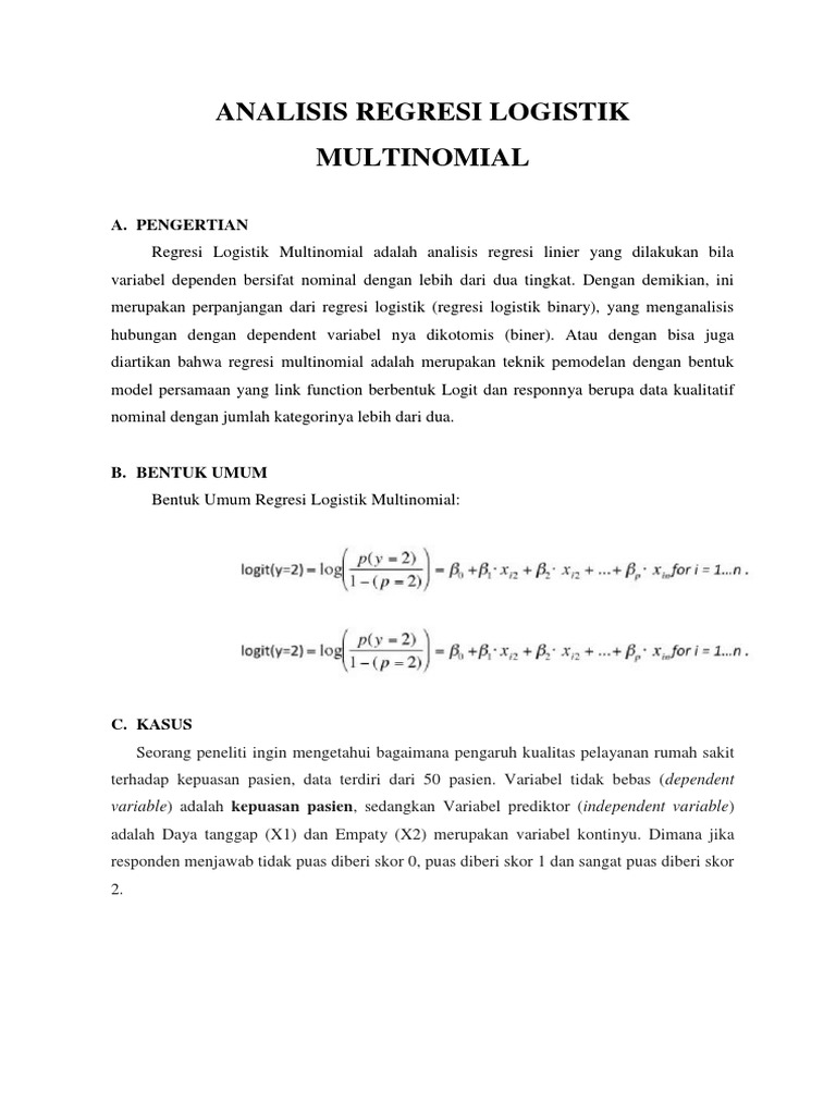 Tugas Kelompok 4 Analisis Regresi Multinomial | PDF