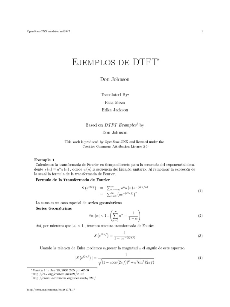 Ejemplos de DTFT 1 | PDF | Enseñanza de matemática | Análisis matemático