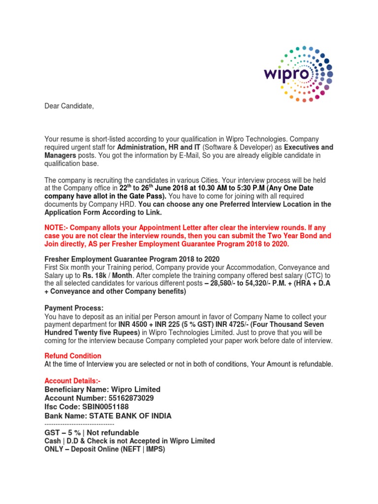 Wipro Openings | PDF | Government | Business