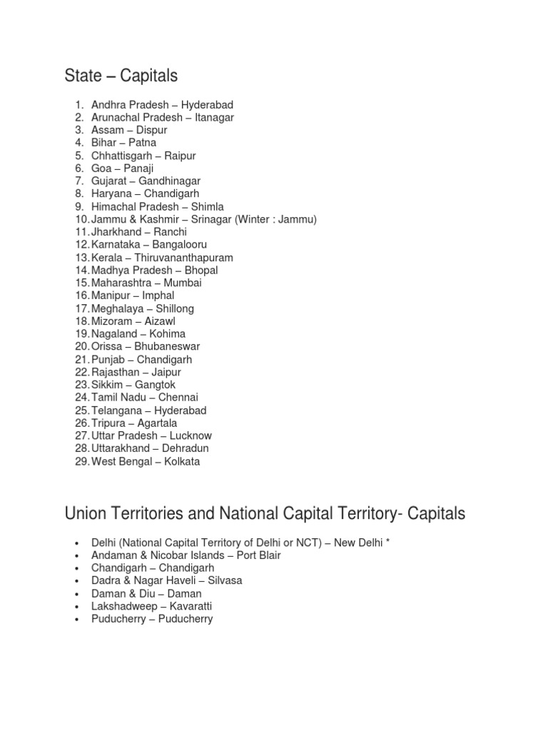 State - Capitals | PDF