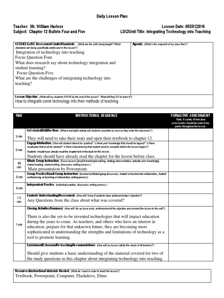 Chapter 12 Lesson Plan | PDF | Educational Assessment | Teachers
