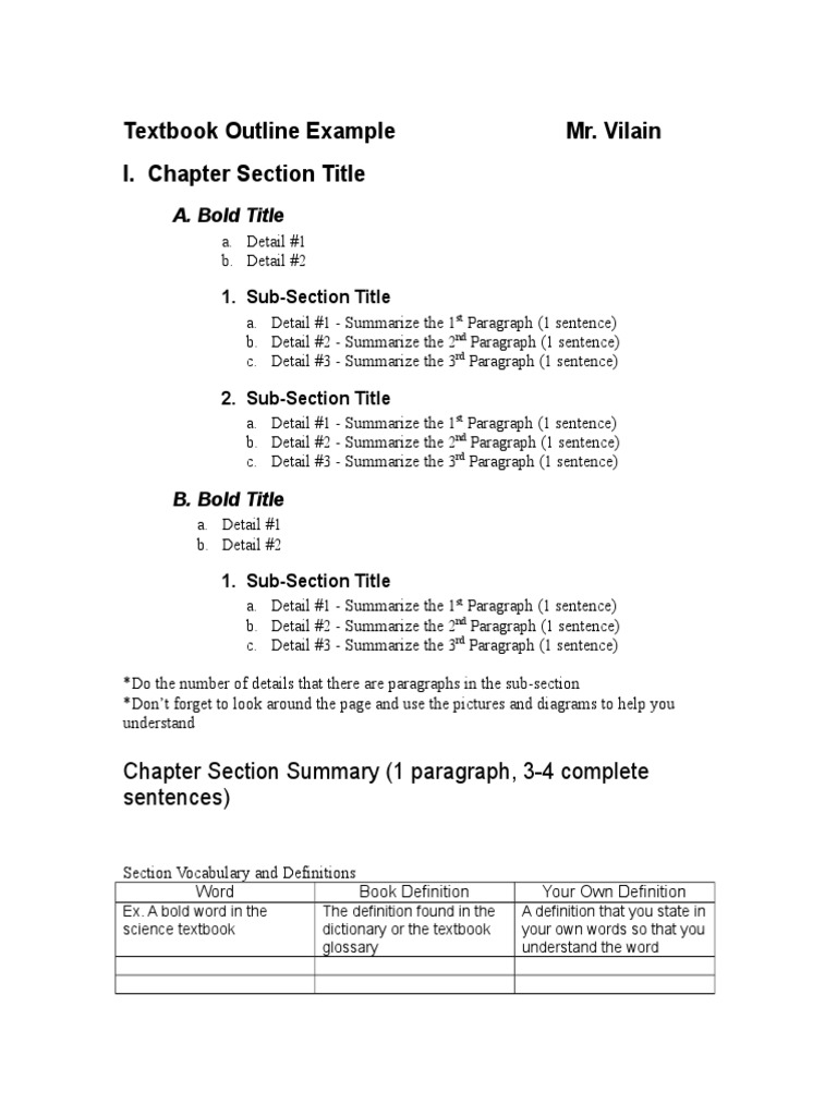 Textbook Outline Structure Guide | PDF