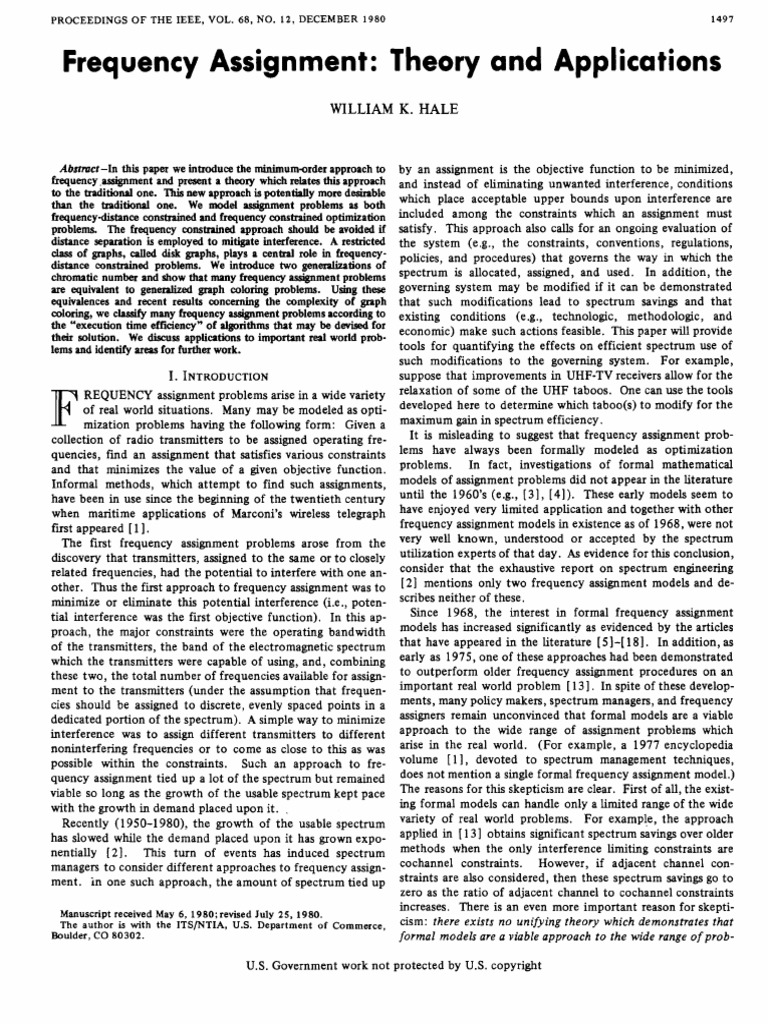 Frequency Assignment Theory and Applications | PDF | Mathematical ...