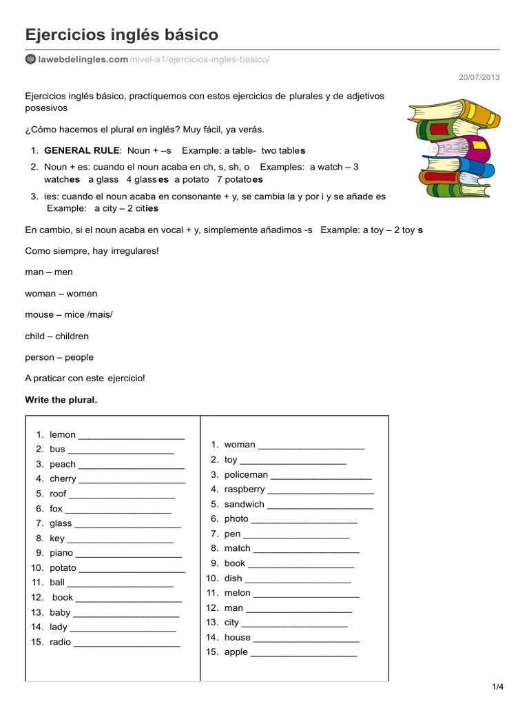 Ejercicios Inglés Básico | PDF | Onomástica | Mecánica del lenguaje