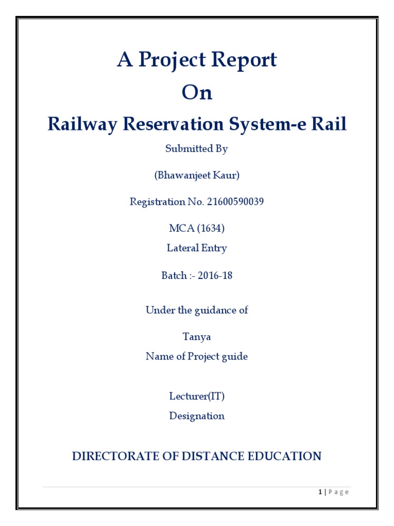 eRail Railway Reservation System Report | PDF | Database Index | Microsoft Access