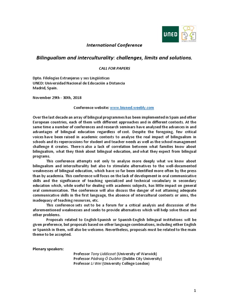 Bilingualism and Interculturality: Analyzing Challenges, Limitations and Potential Solutions in ...