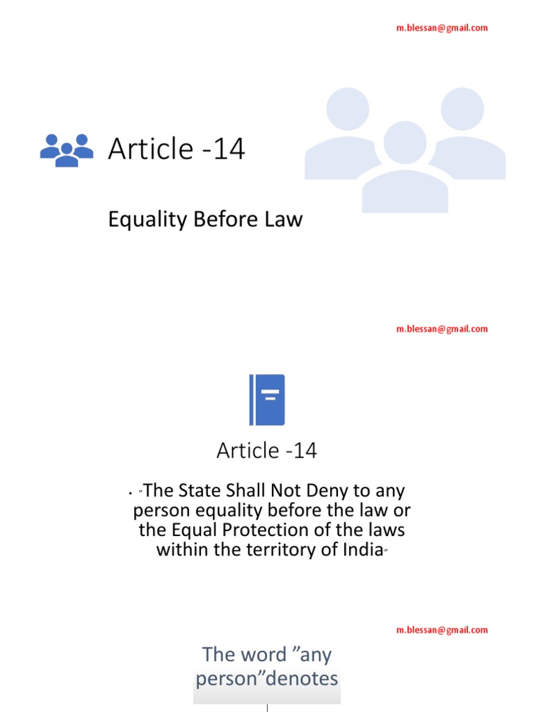 Article 14 of The Indian Constitution | PDF | Equal Protection Clause ...