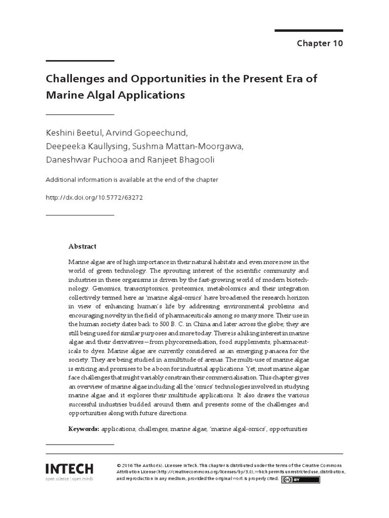 Algae Organisms For Imminent Biotechnology Challenges and Opportunities ...