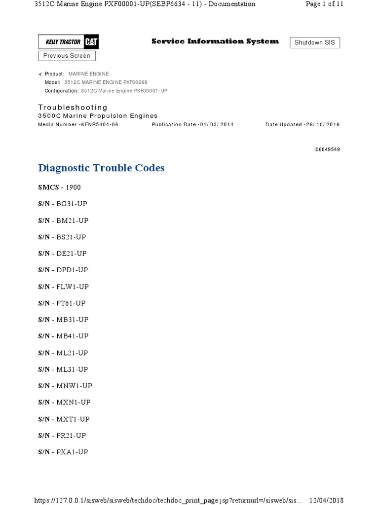 3500 Diagnostic Codes List | PDF | Analogue Electronics | Fuel Injection