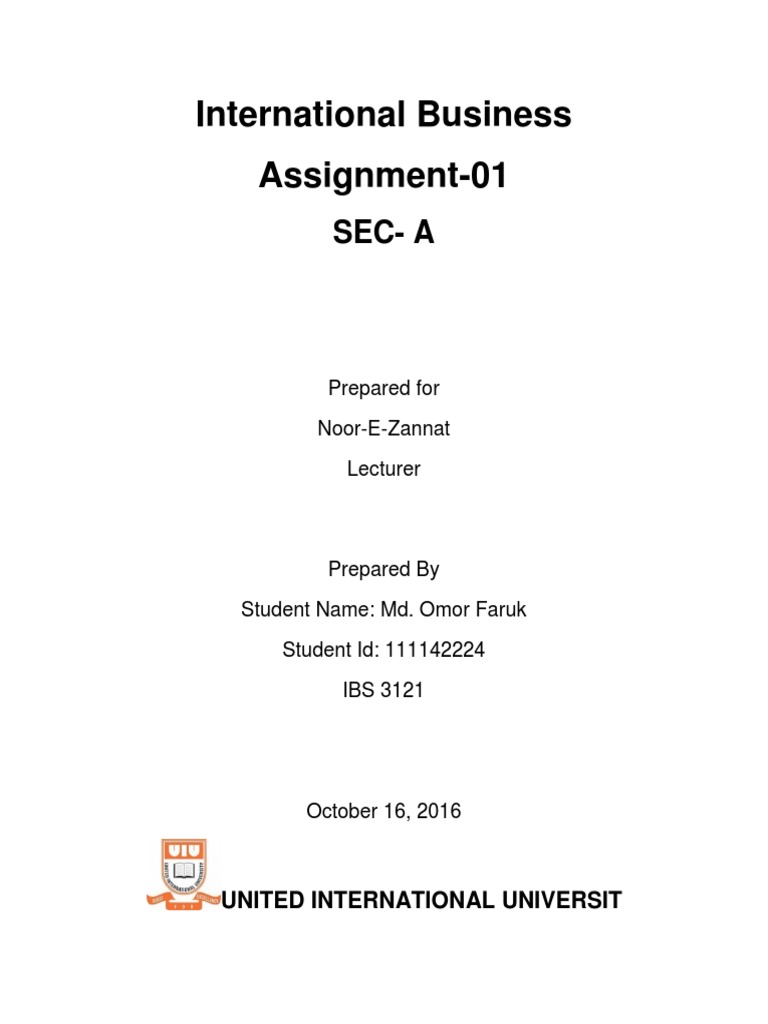 International Business Assignment-01: Sec-A | PDF