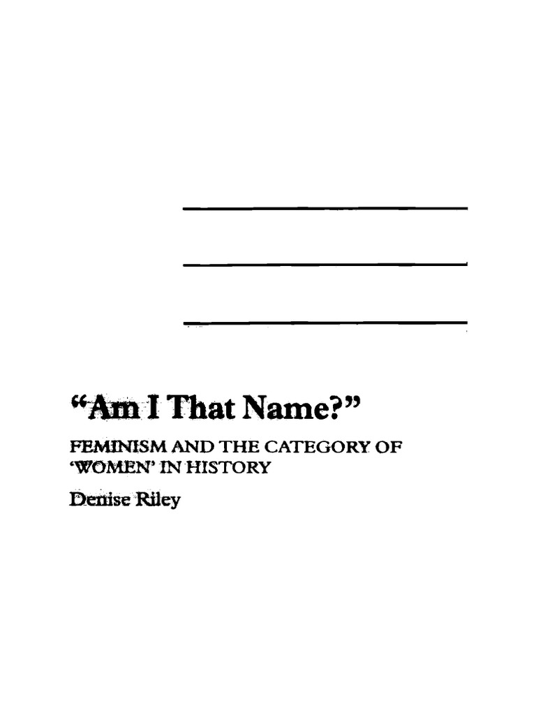 DENISE RIDLEY-Am I That Name PDF | PDF | Gender | Gender Studies