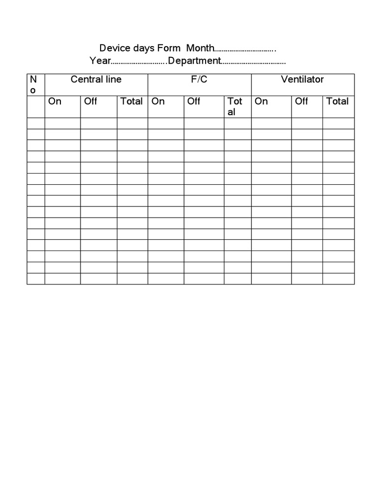 Device Days Form Month | PDF