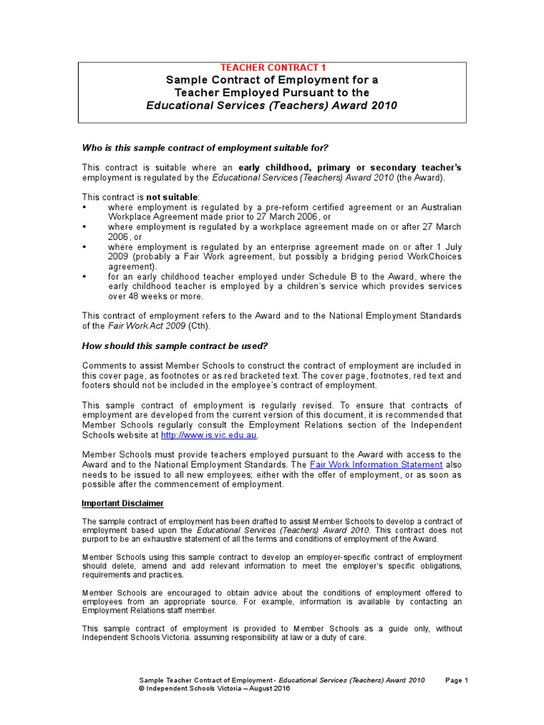 Sample Teacher Contract | PDF | Intellectual Property | Salary