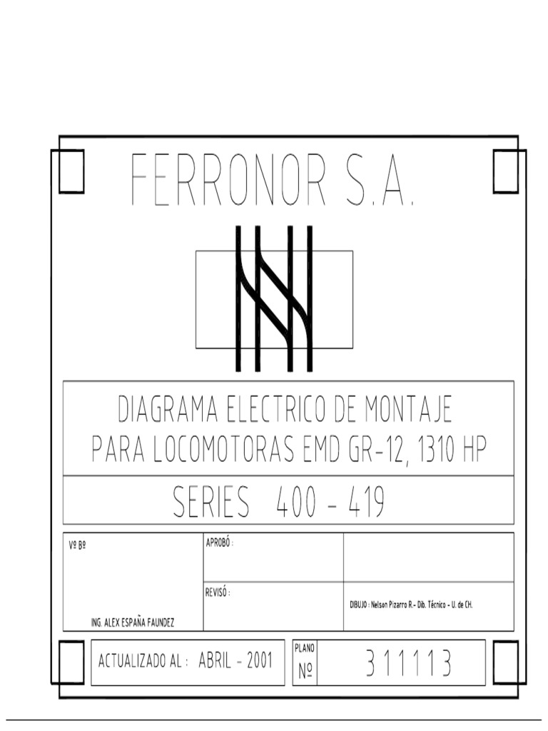 Diagrama Electrico Locomotoras EMD GR-12 1310 HP Series 400 - 419 ... Diagrama Electrico Locomotoras EMD GR-12 1310 HP Series 400 - 419 ...