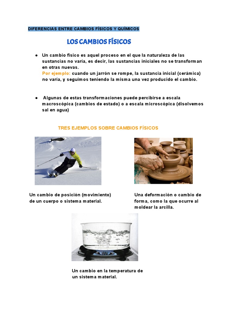 Ejemplos de Cambios Físicos y Químicos | PDF | Ciencia y matemáticas
