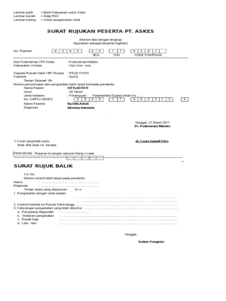 Surat Rujukan Askes | PDF
