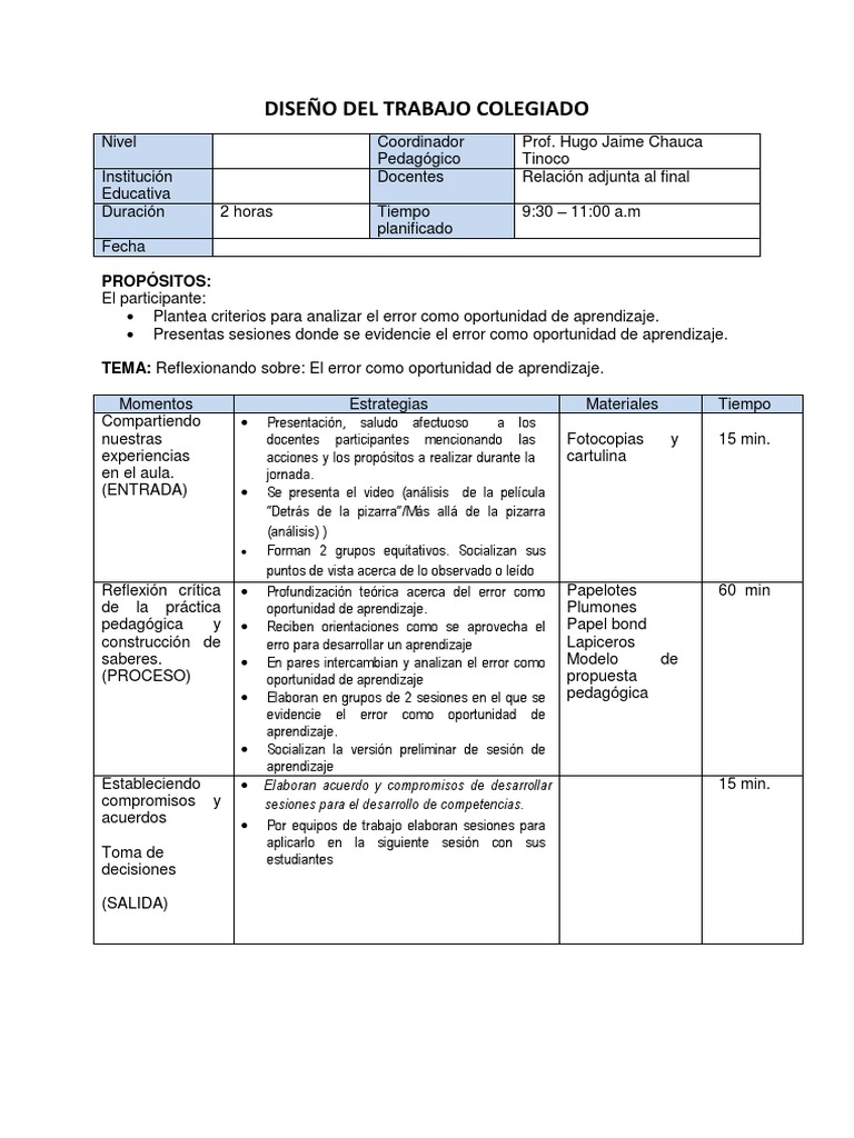 Trabajo Colegiado | PDF | Pedagogía | Aprendizaje