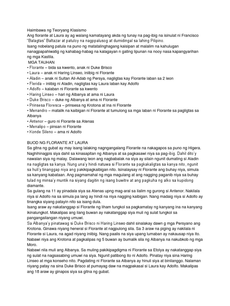 Haimbawa NG Teoryang Klasismo | PDF