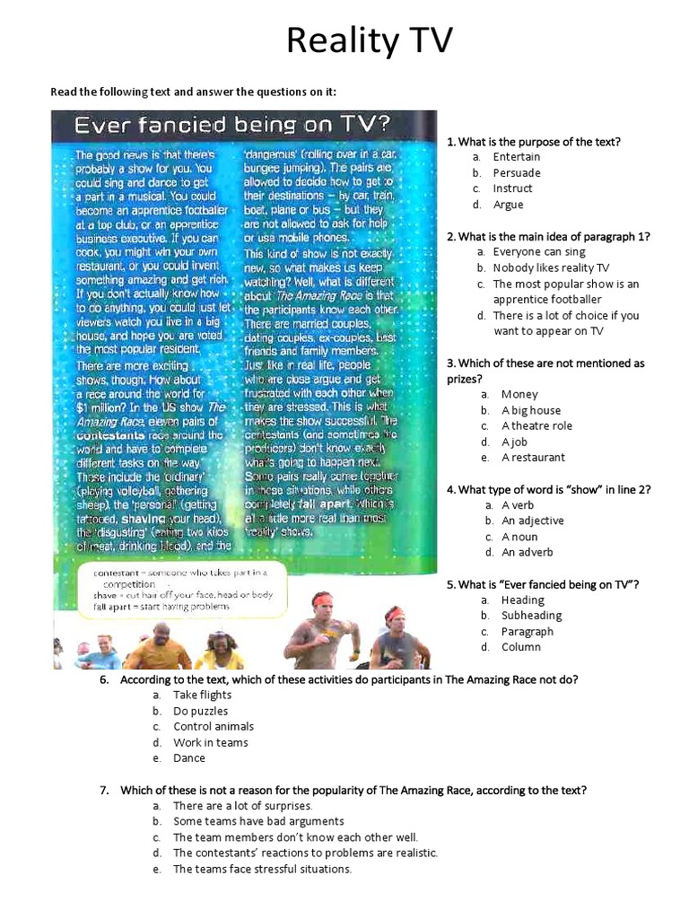 Understanding Reality TV Comprehension | PDF | Reality Television ...