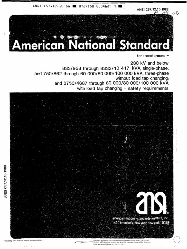 Ansi C57.12.10 PDF | PDF | Transformer | Manufactured Goods