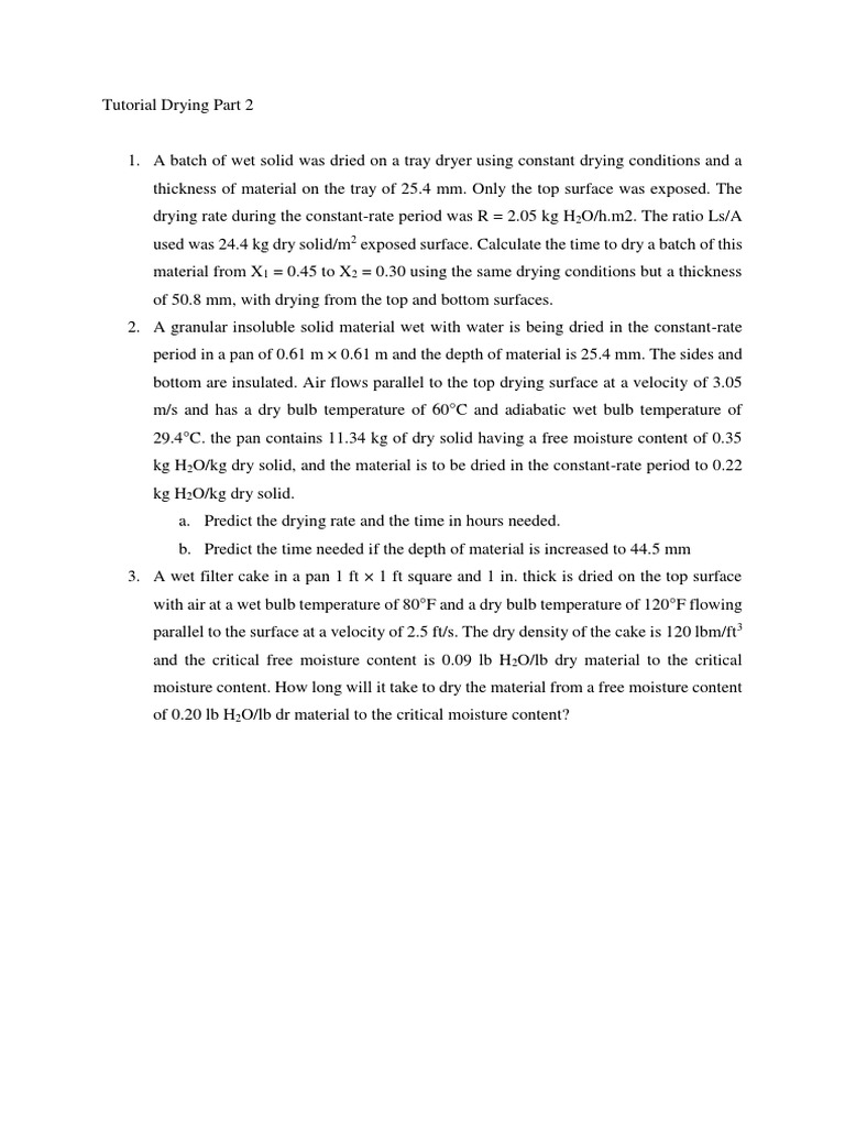 Calculating Drying Times for Various Materials Under Constant Drying Conditions | PDF