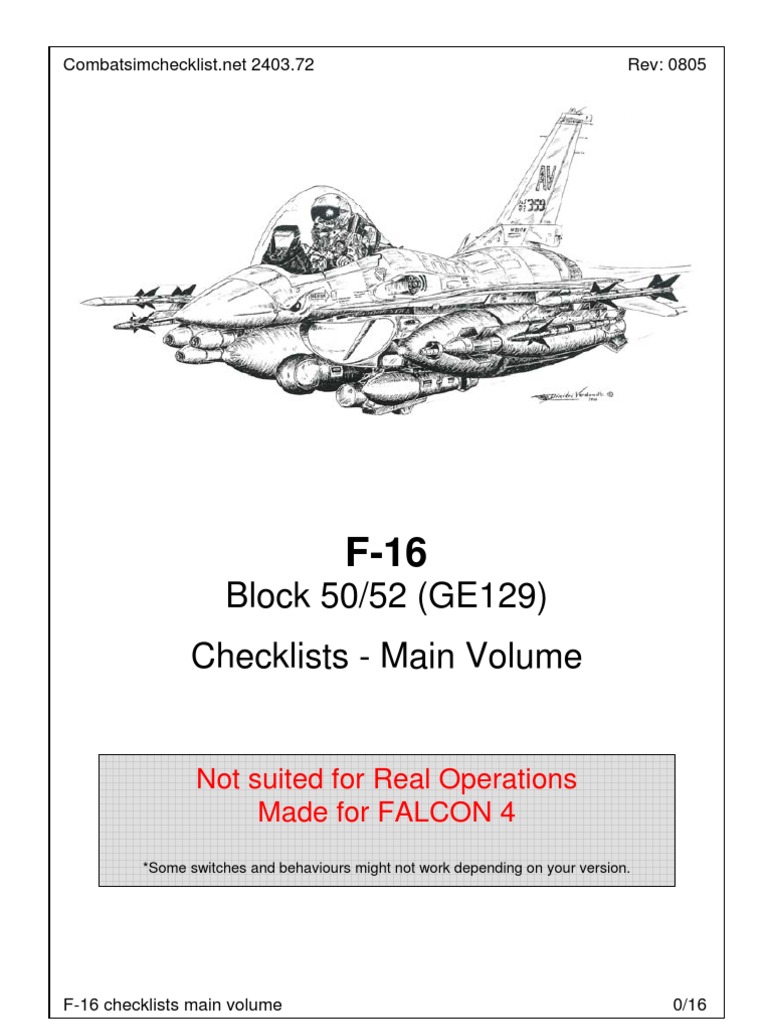 Checklist Main | PDF | General Dynamics F 16 Fighting Falcon | Aircraft ...